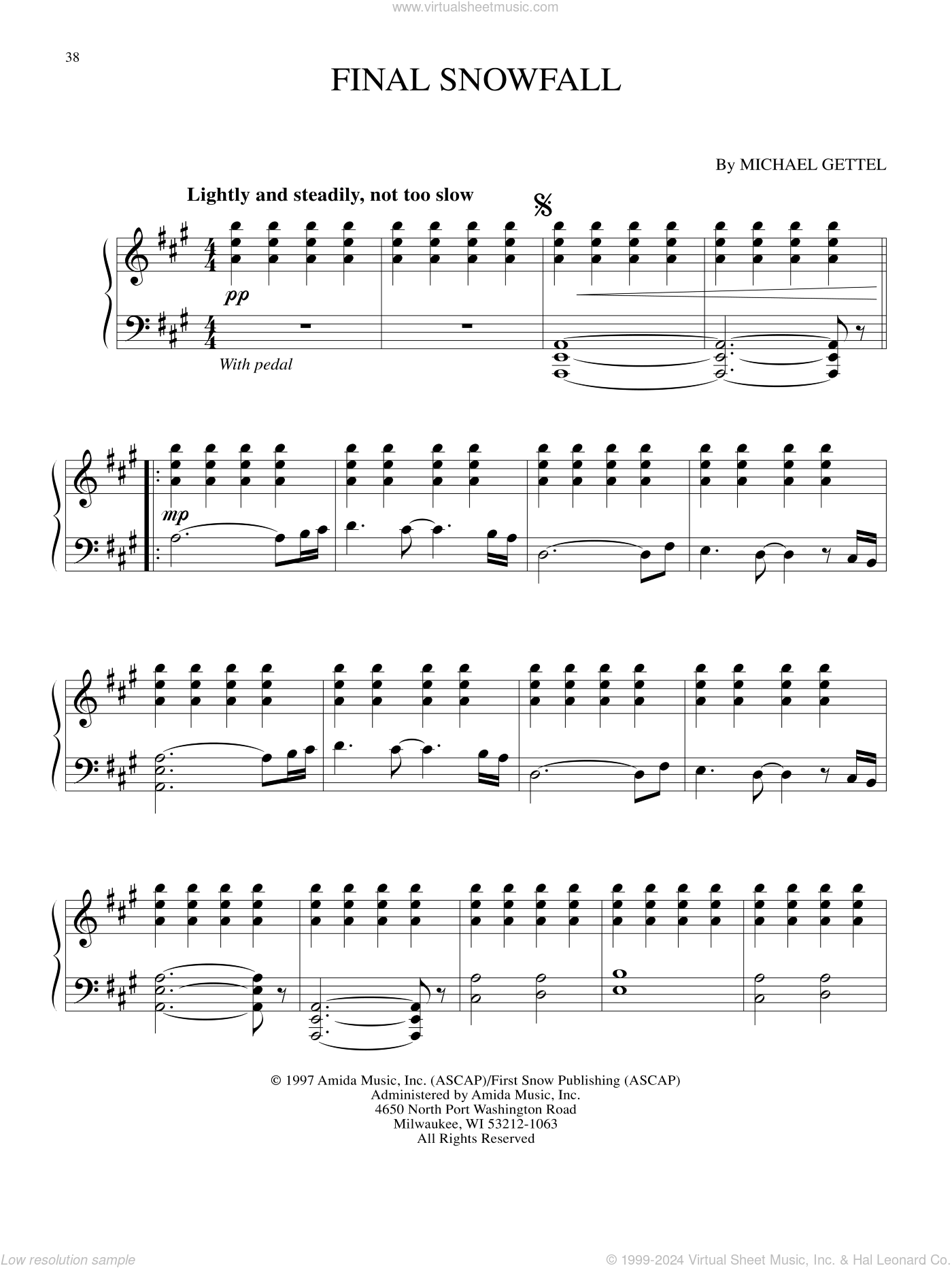 Final Snowfall sheet music for piano solo (PDF)