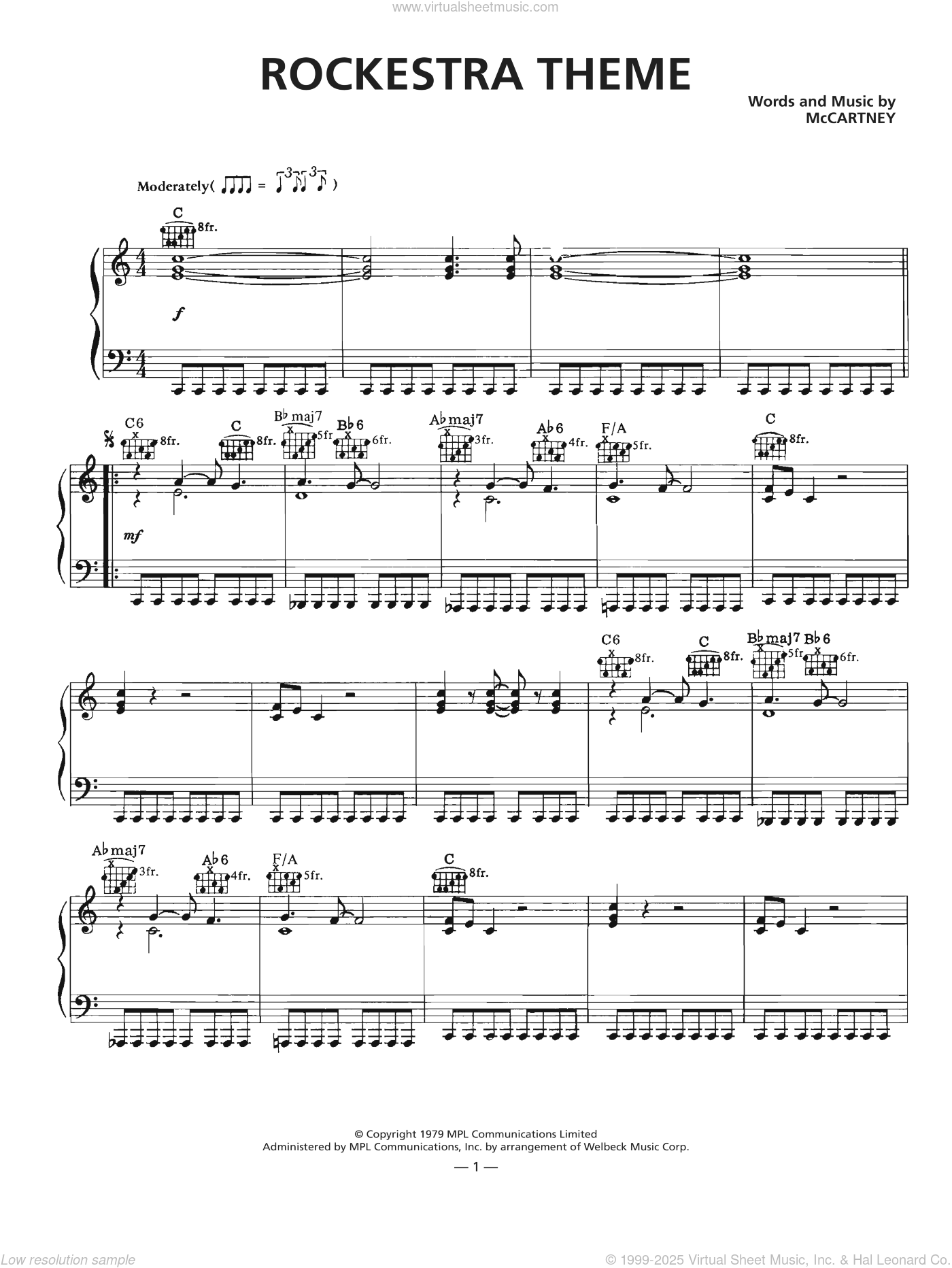 Rockestra Theme sheet music for voice, piano or guitar (PDF)