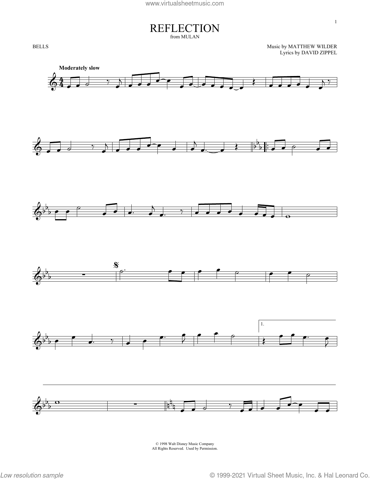 Reflection (from Mulan) sheet music for Hand Bells Solo (bell solo)