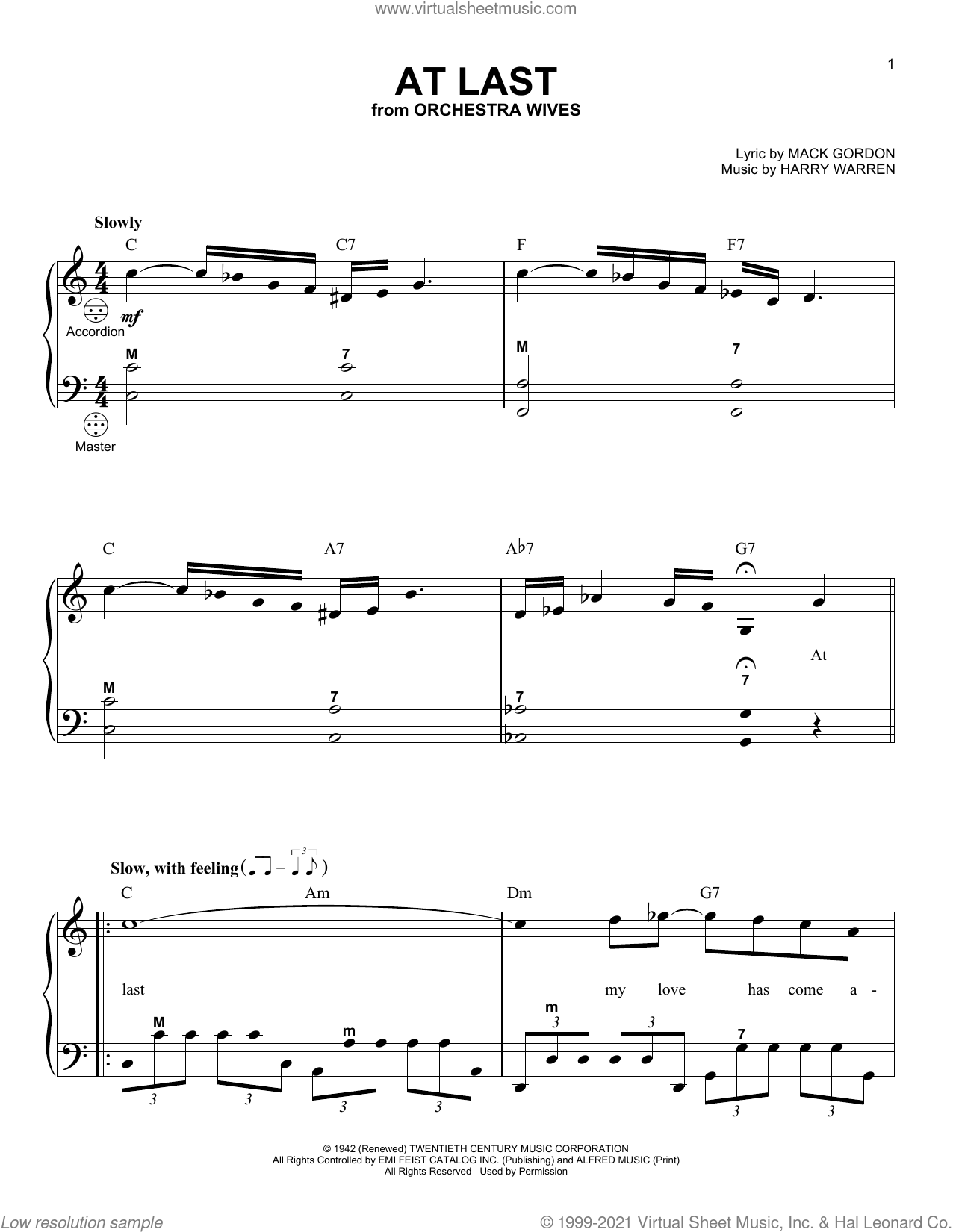 At Last sheet music for accordion (PDF-interactive)