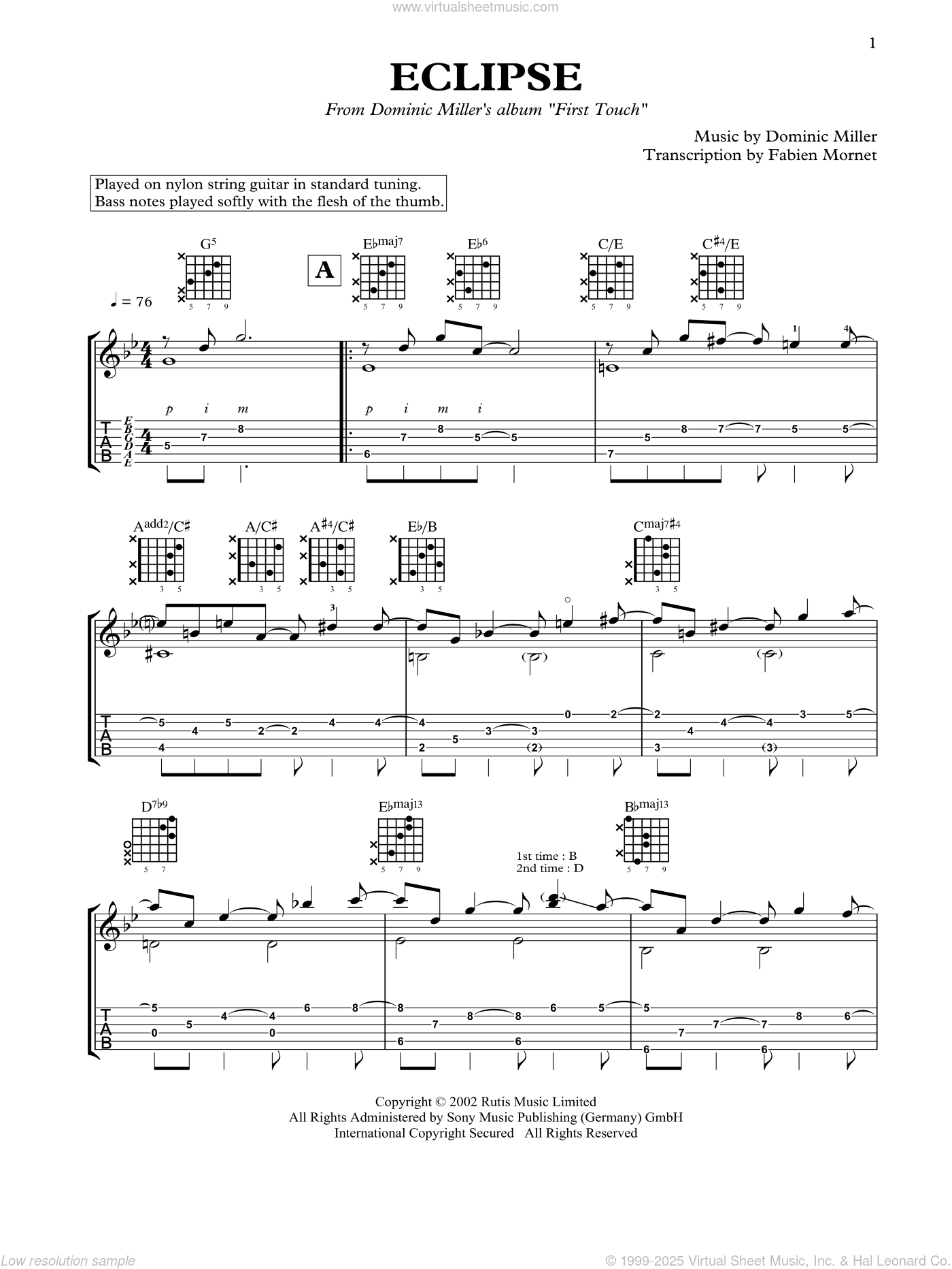 Eclipse sheet music for guitar solo (PDF)
