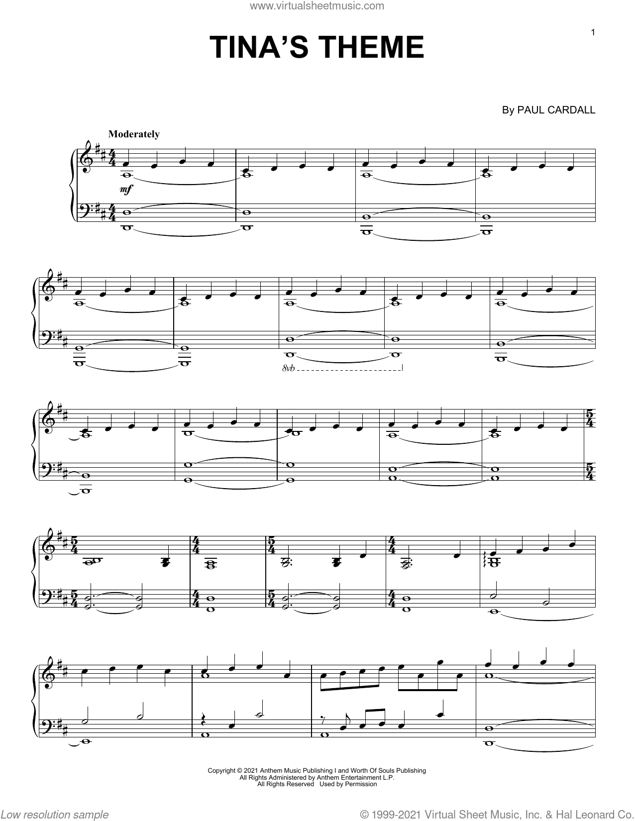 Tina's Theme sheet music for piano solo (PDF-interactive)