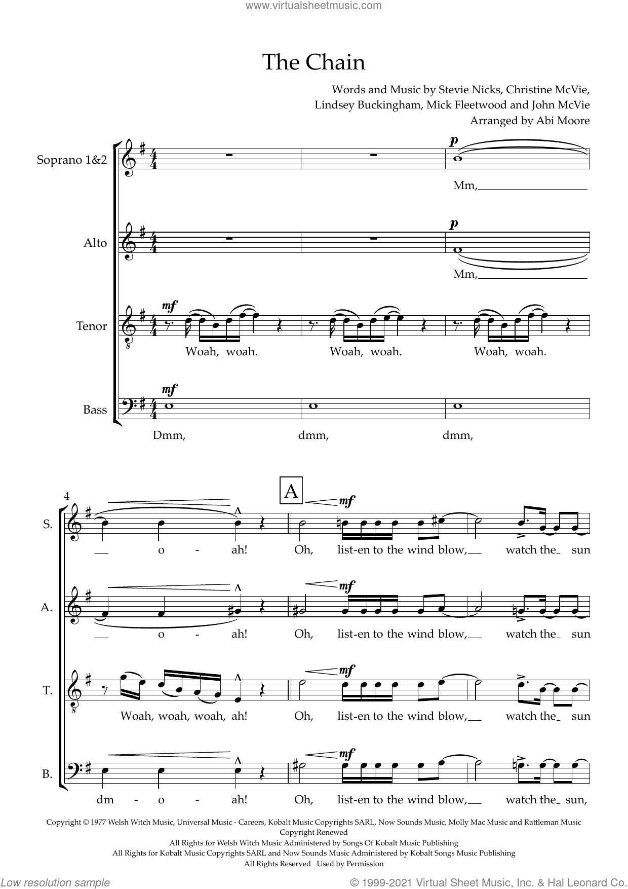 The Chain (arr. Abi Moore) sheet music for choir (SAATB) (PDF)