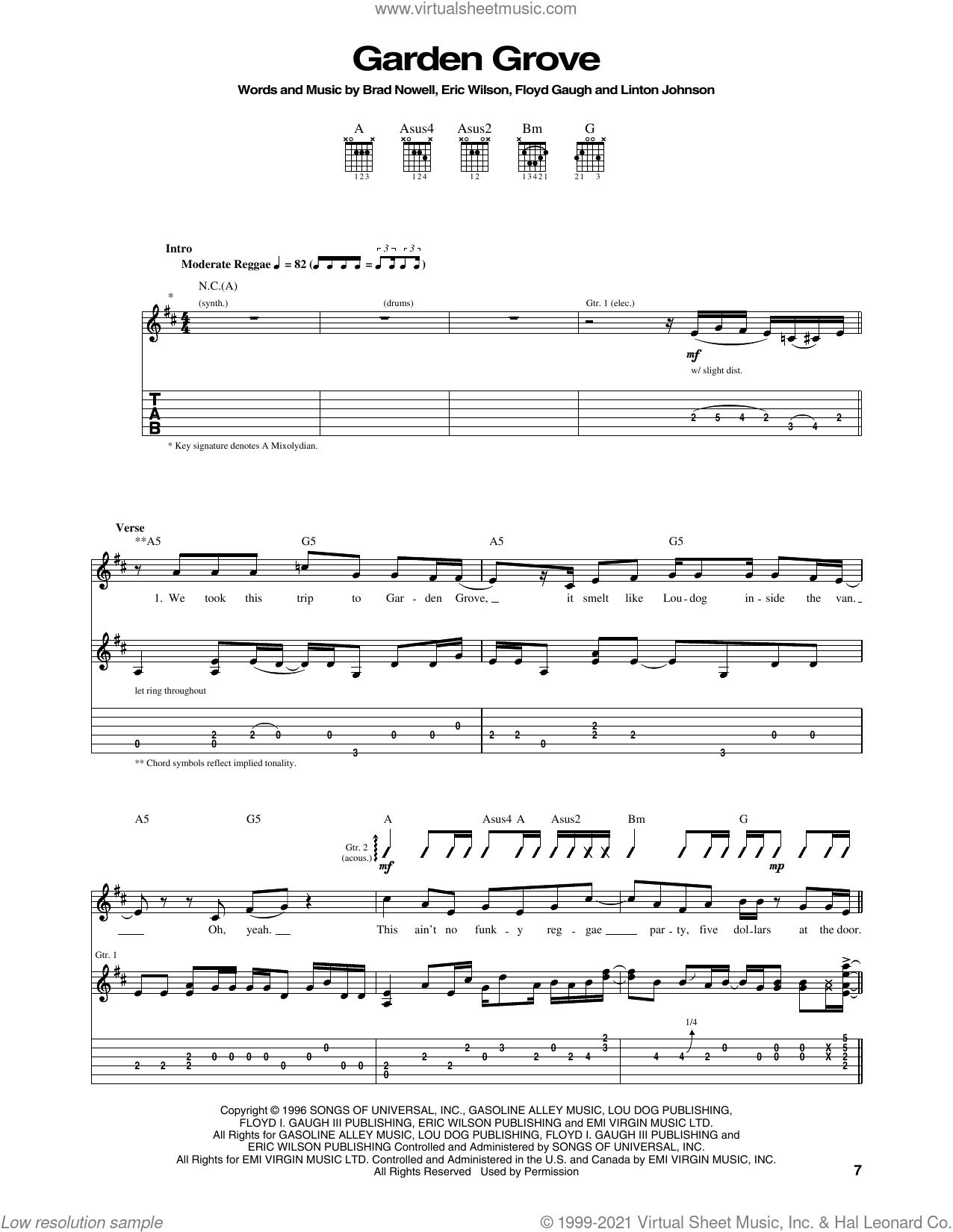 Garden Grove sheet music for guitar (tablature) (PDF)