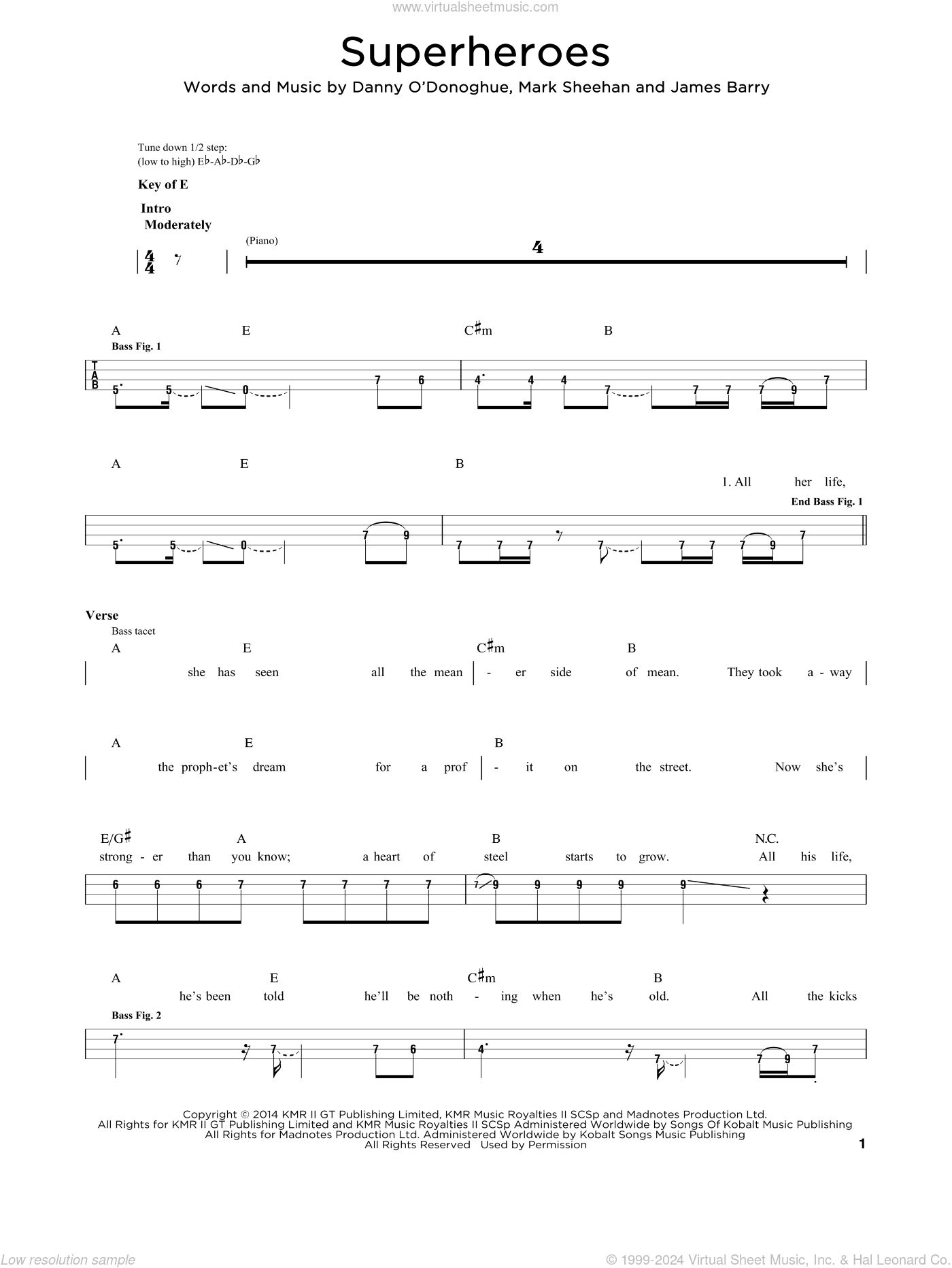 Superheroes sheet music for bass solo (PDF)