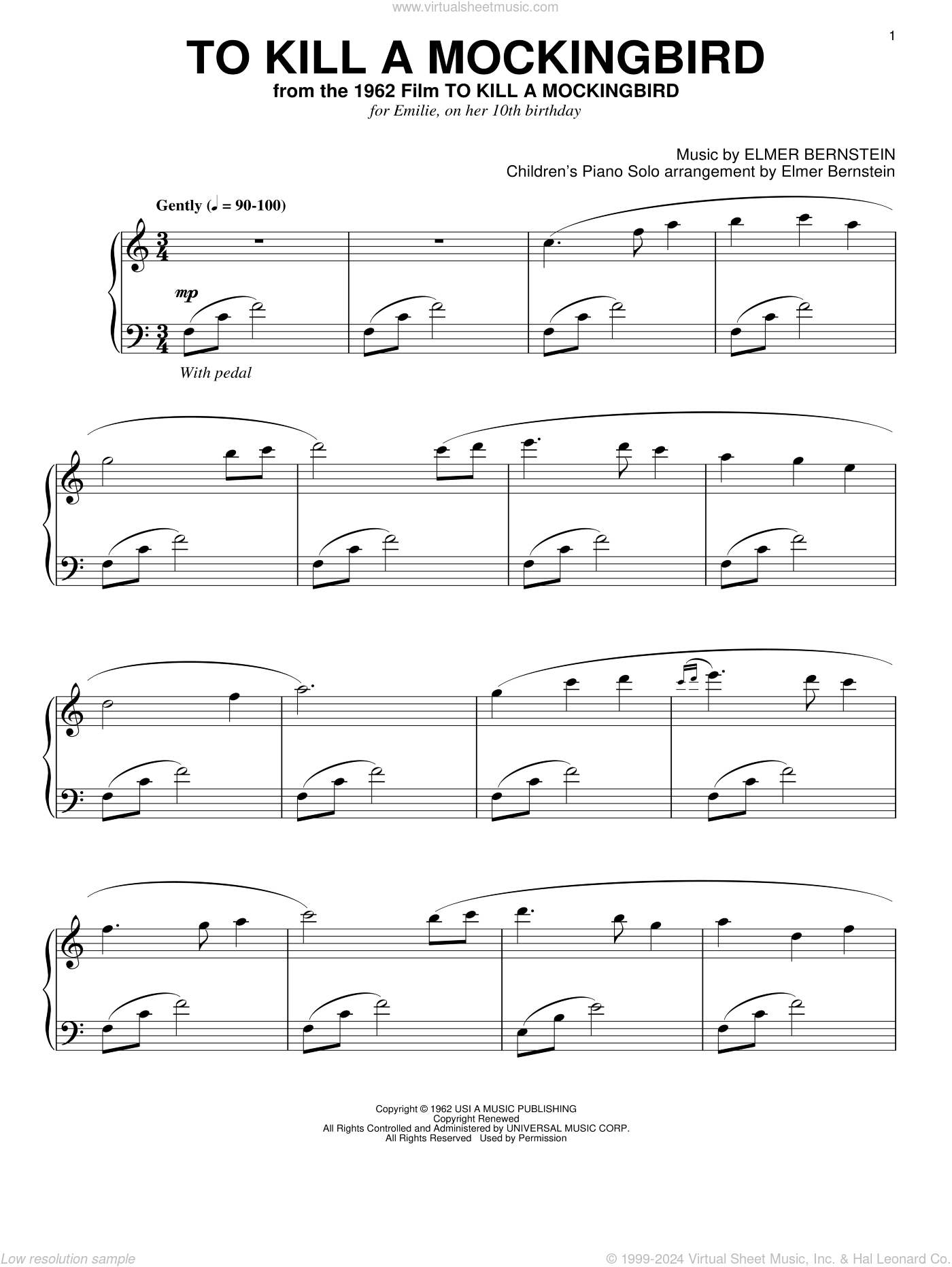 To Kill A Mockingbird sheet music (E-Z Play) (PDF)