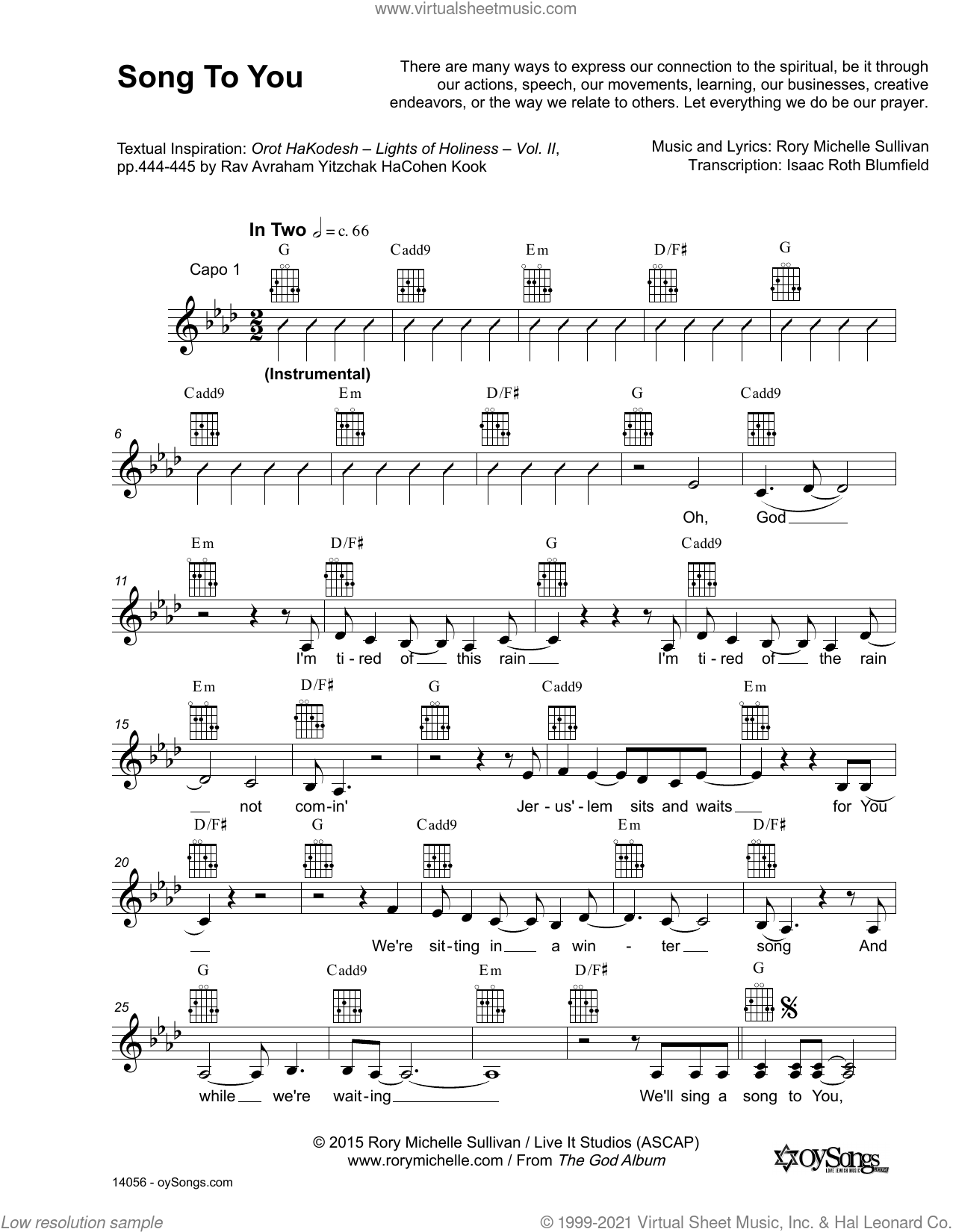 Song To You sheet music (fake book) (PDF)