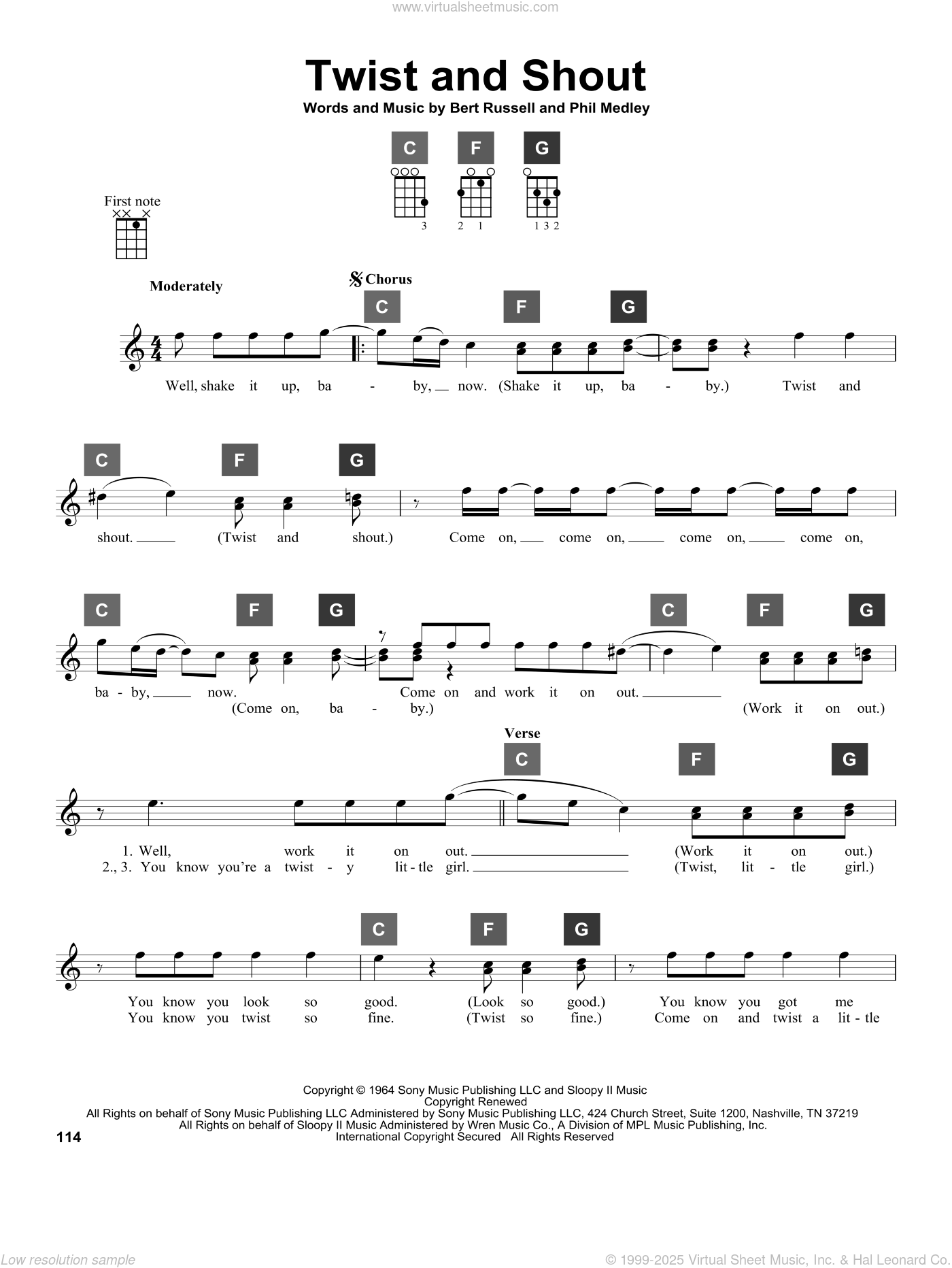 Twist And Shout sheet music for ukulele solo (ChordBuddy system)
