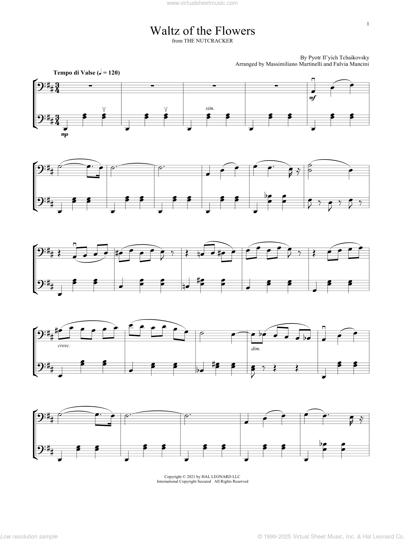 Waltz Of The Flowers (from The Nutcracker) sheet music for two cellos ...