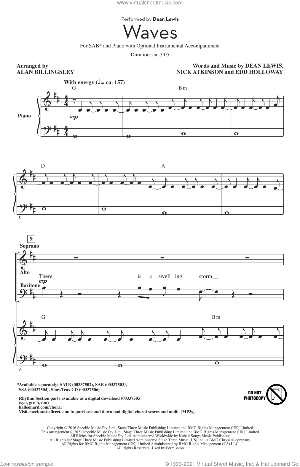 Waves (arr. Alan Billingsley) sheet music for choir (SAB: soprano, alto ...