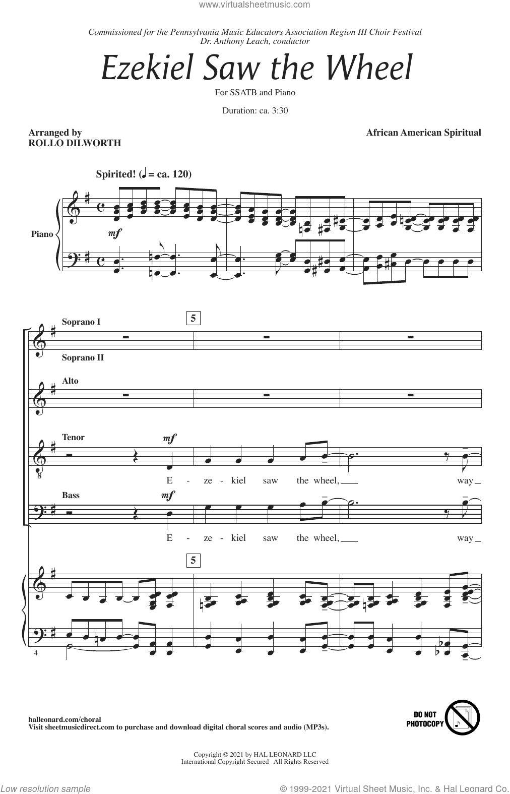 Ezekiel Saw The Wheel (arr. Rollo Dilworth) sheet music for choir (SATB ...