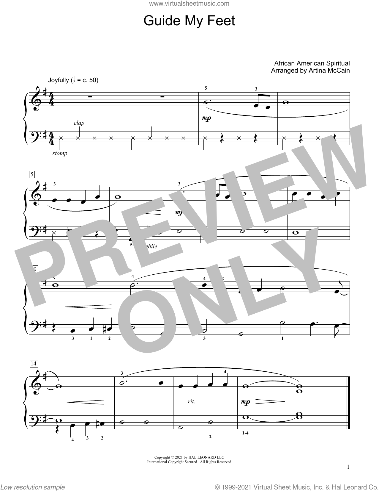Guide My Feet (arr. Artina McCain) sheet music for piano solo (elementary)