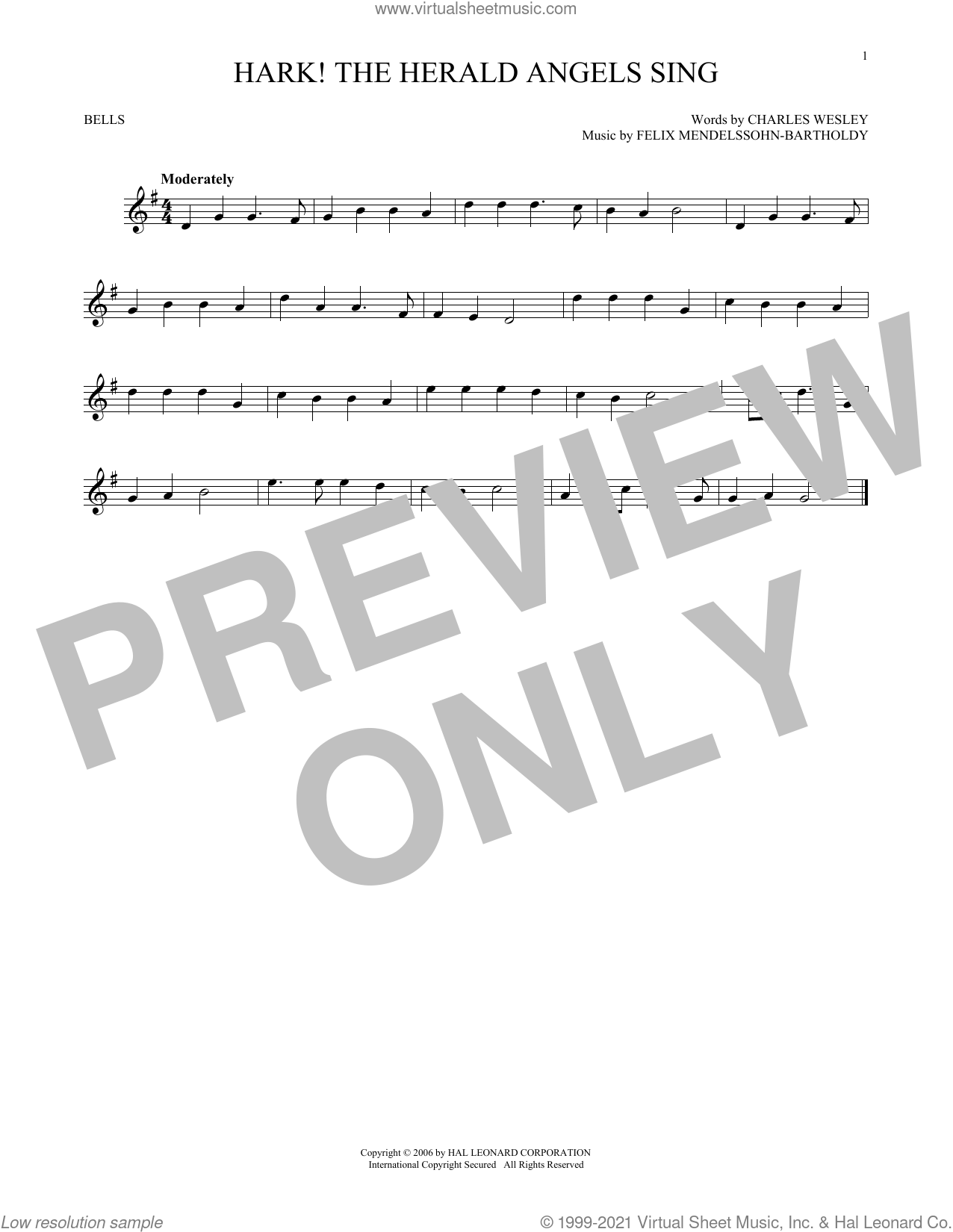 Hark! The Herald Angels Sing sheet music for Hand Bells Solo (bell solo)
