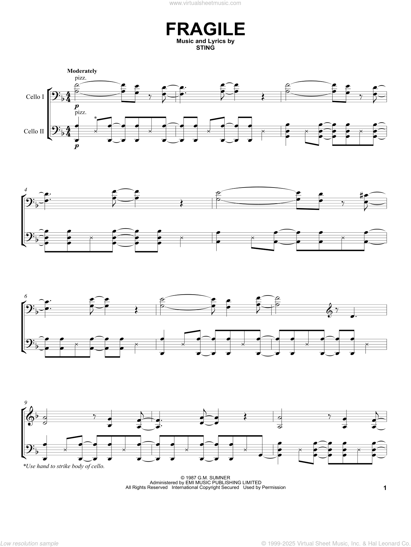 2Cellos: Fragile sheet music for two cellos (duet, duets) (PDF)