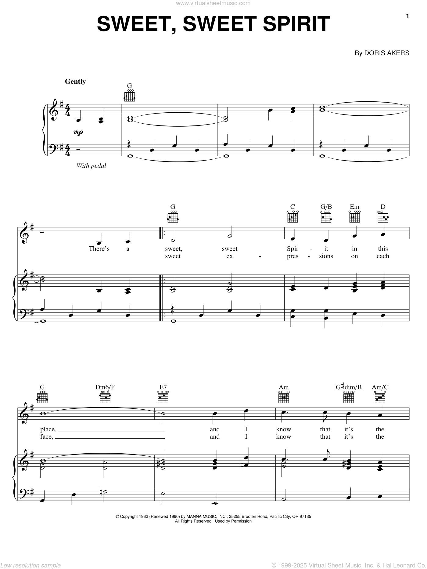 Sweet, Sweet Spirit sheet music for voice, piano or guitar (PDF)