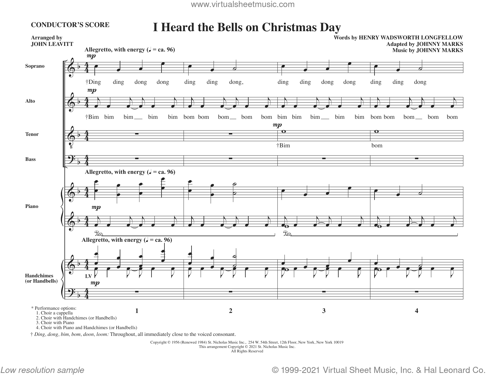 I Heard the Bells on Christmas Day (arr. John Leavitt) sheet music ...