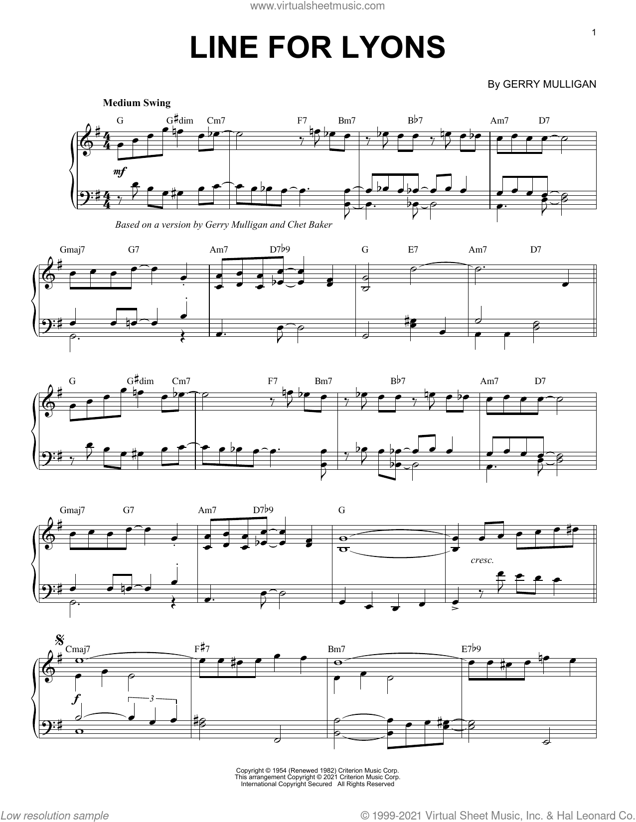 Line For Lyons [Jazz version] (arr. Brent Edstrom) sheet music for ...