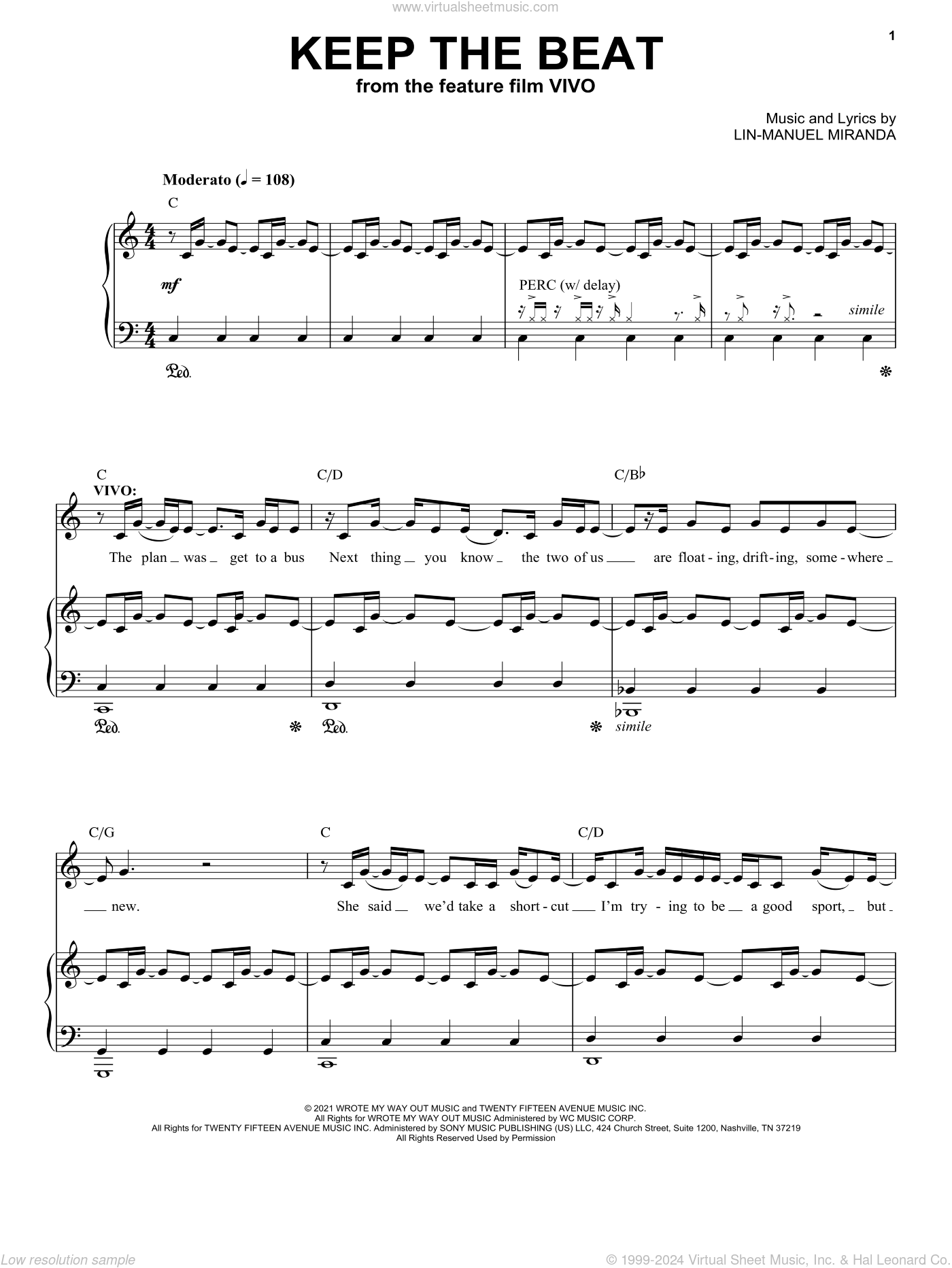 Keep The Beat (from Vivo) sheet music for voice and piano (PDF)
