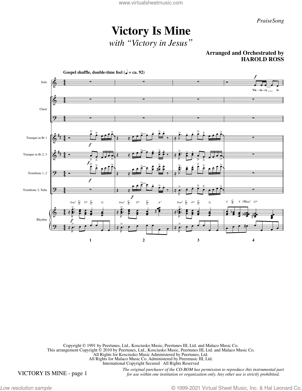 Victory Is Mine (with "Victory In Jesus") sheet music (complete ...