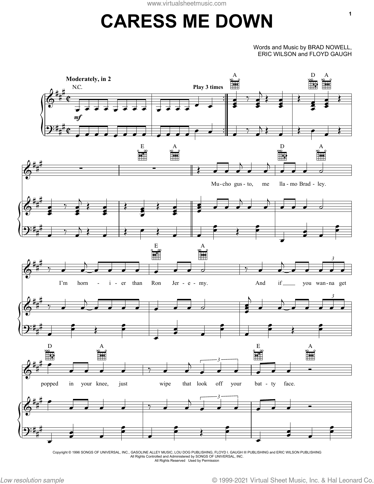 Caress Me Down sheet music for voice, piano or guitar (PDF)