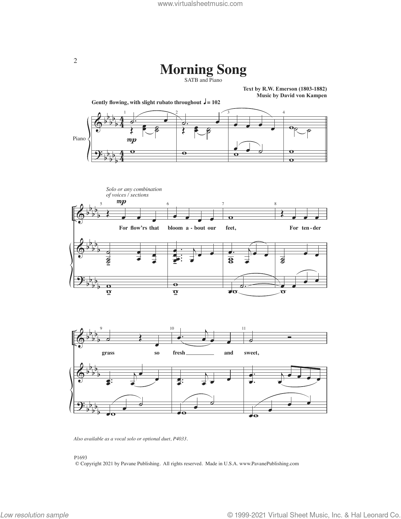 Morning Song sheet music for choir (SATB: soprano, alto, tenor, bass)