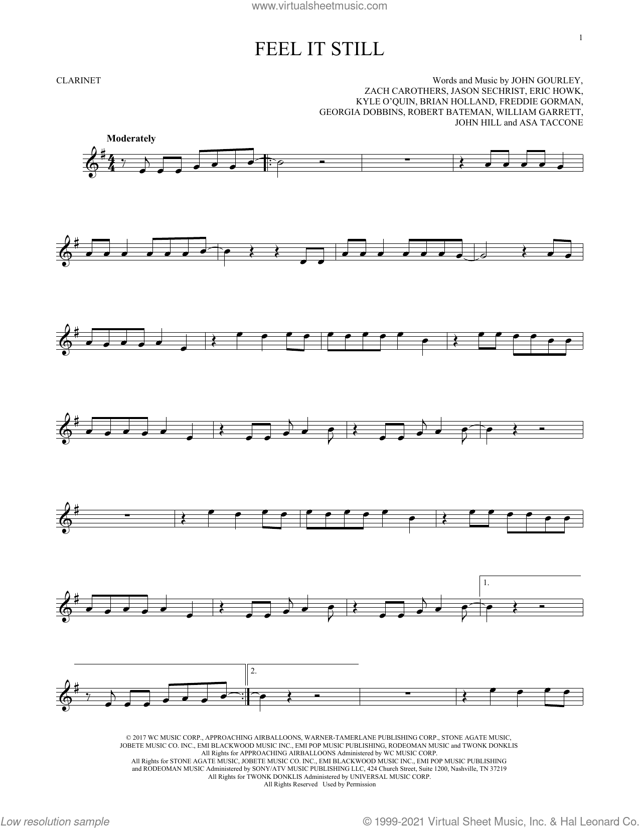 Feel It Still sheet music for clarinet solo (PDF-interactive)