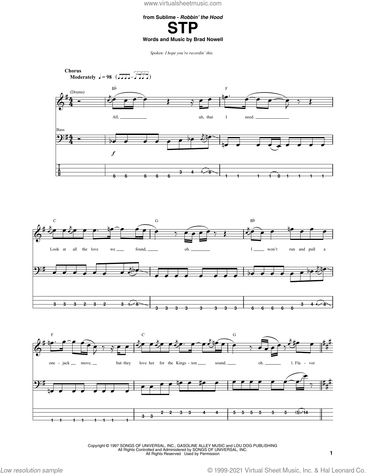 STP sheet music for bass (tablature) (bass guitar) (PDF)