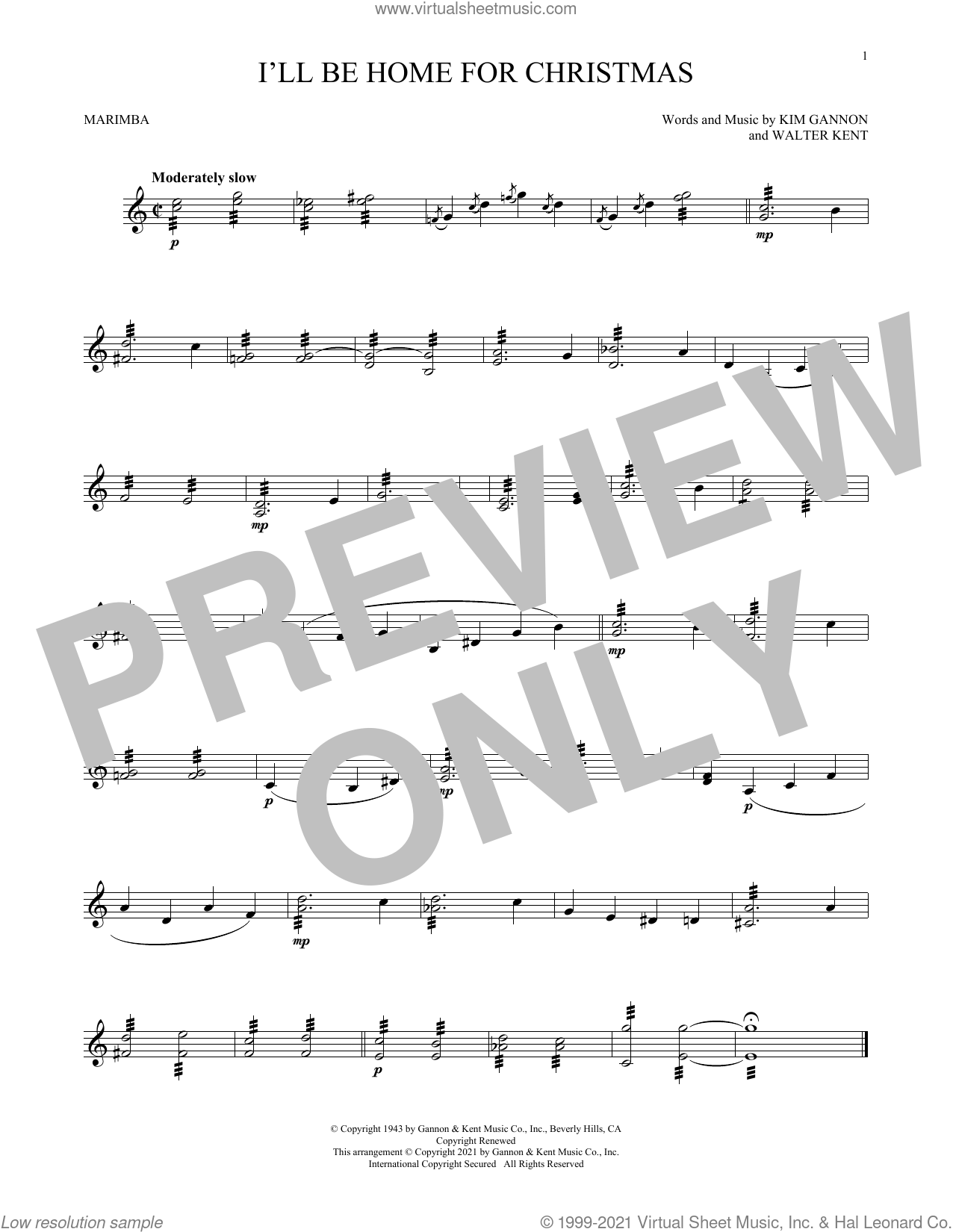I'll Be Home For Christmas sheet music for Marimba Solo (PDF)