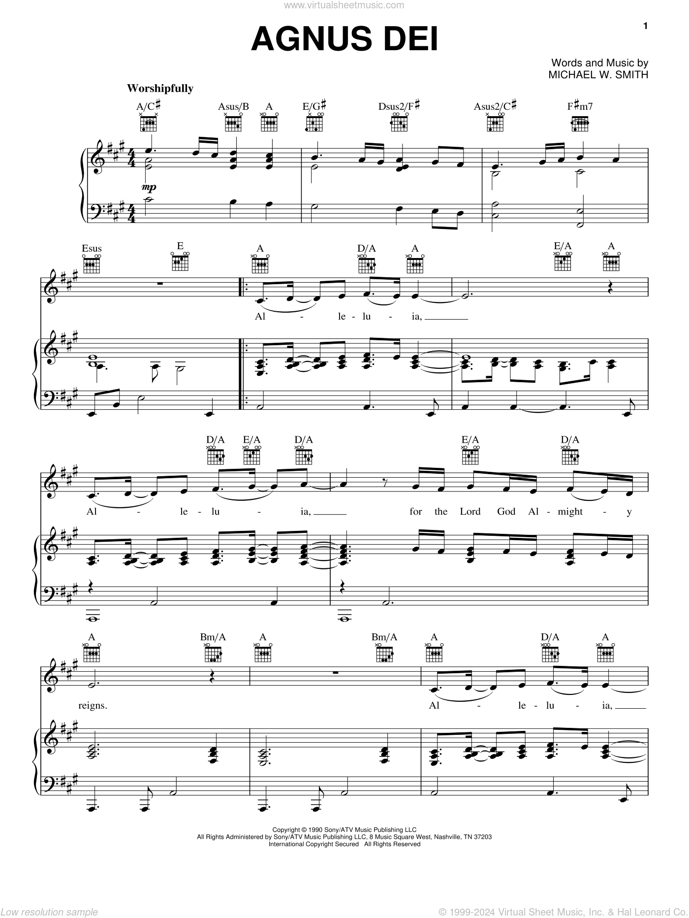 Michael W. Smith: Agnus Dei sheet music for voice, piano or guitar