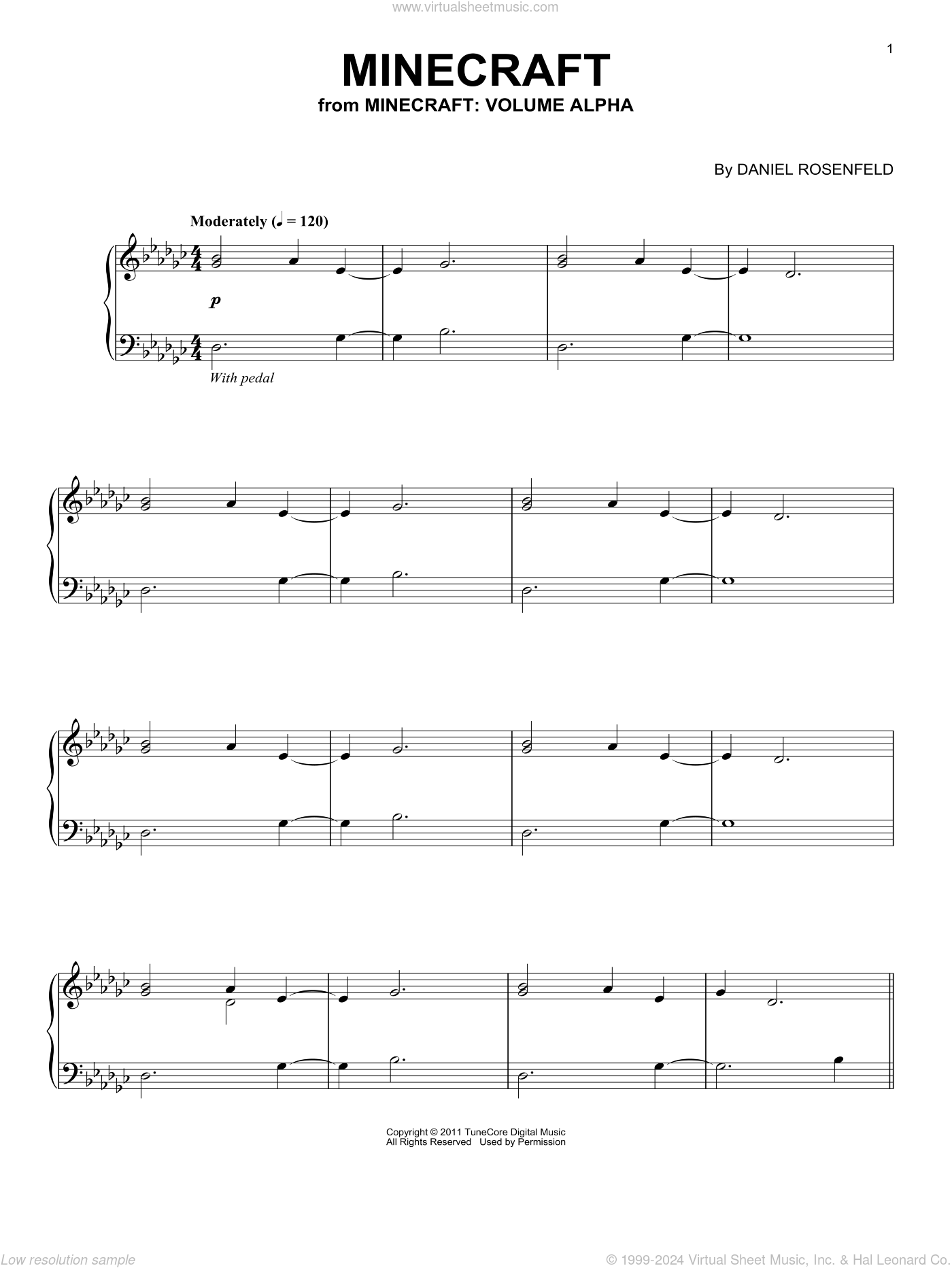 Minecraft (from Minecraft), (intermediate) sheet music for piano solo