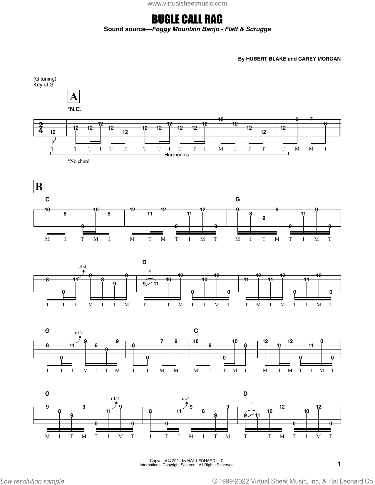 Bugle Call Rag sheet music for banjo solo (PDF)