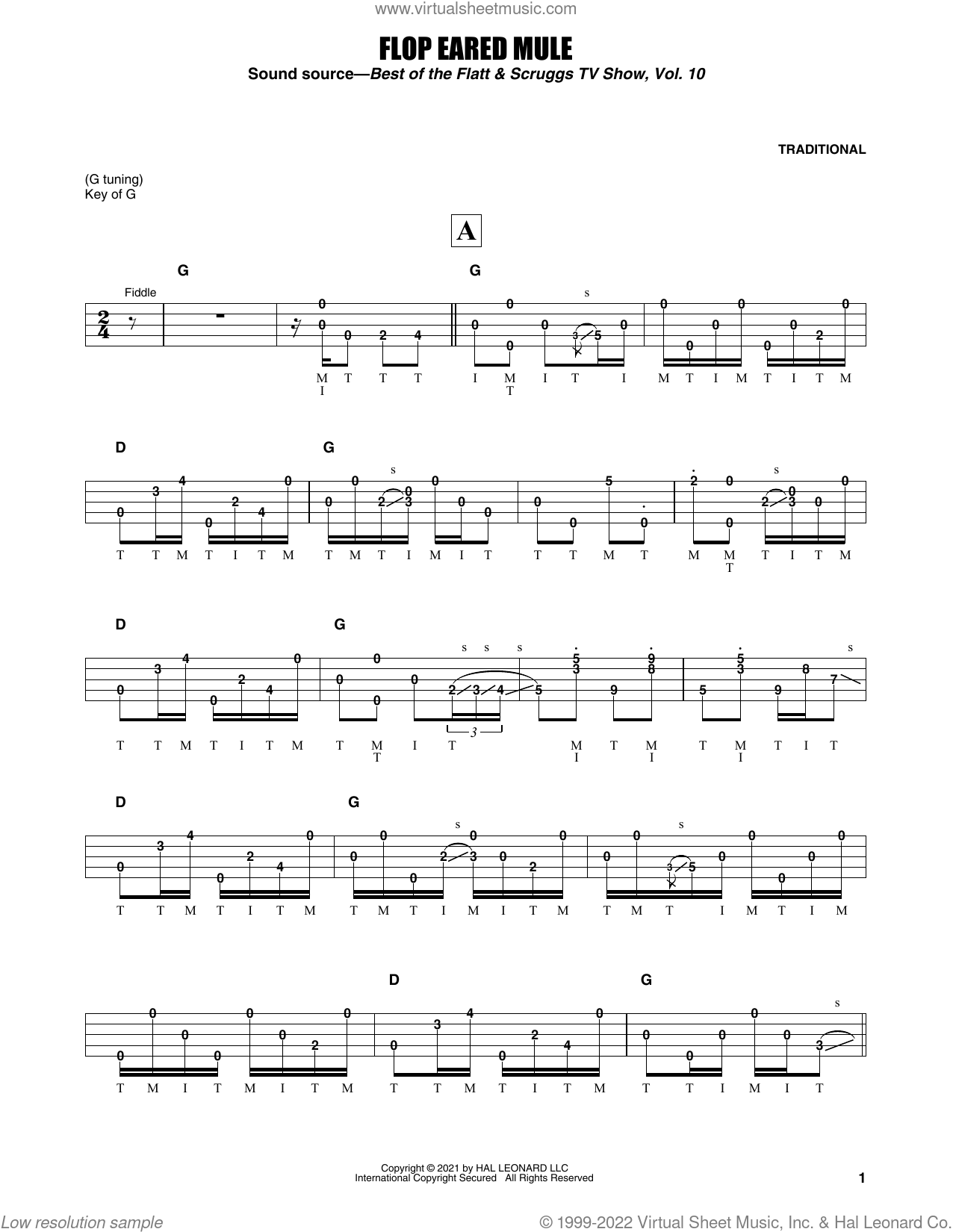 Flop Eared Mule sheet music for banjo solo (PDF)