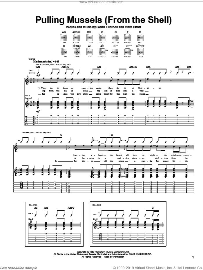 Pulling Mussels (From The Shell) sheet music for guitar (tablature)
