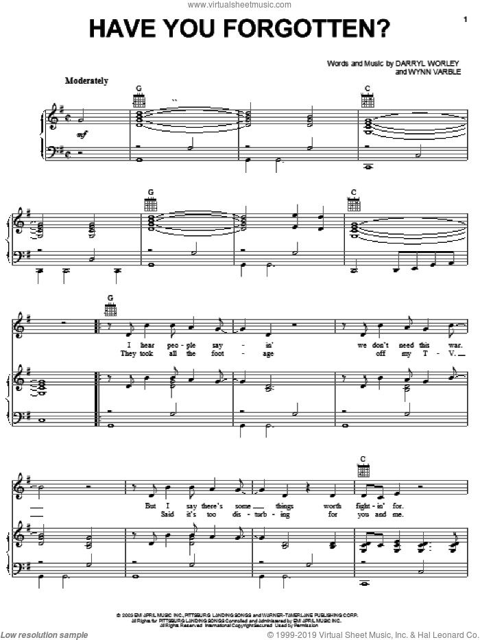 Have You Forgotten? sheet music for voice, piano or guitar (PDF)