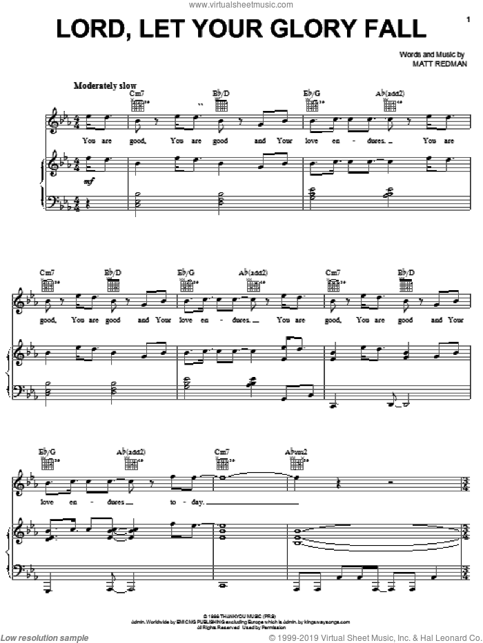 Lord, Let Your Glory Fall sheet music for voice, piano or guitar v2