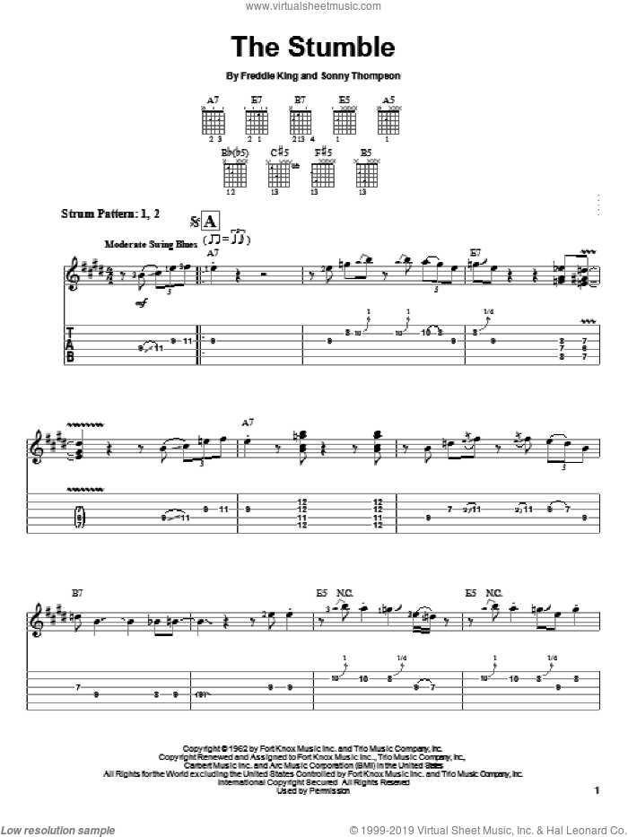 The Stumble sheet music for guitar solo (easy tablature) (PDF)