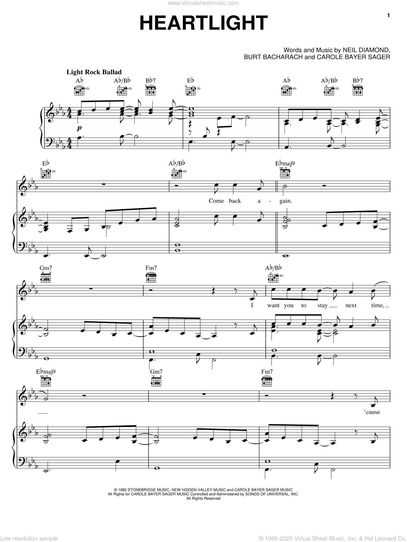 Heartlight sheet music for voice, piano or guitar (PDF)