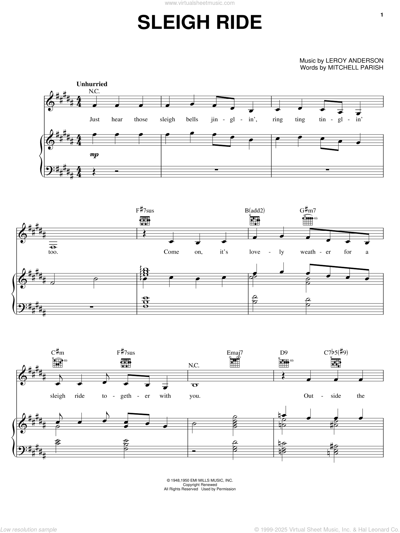 Carpenters: Sleigh Ride sheet music for voice, piano or guitar