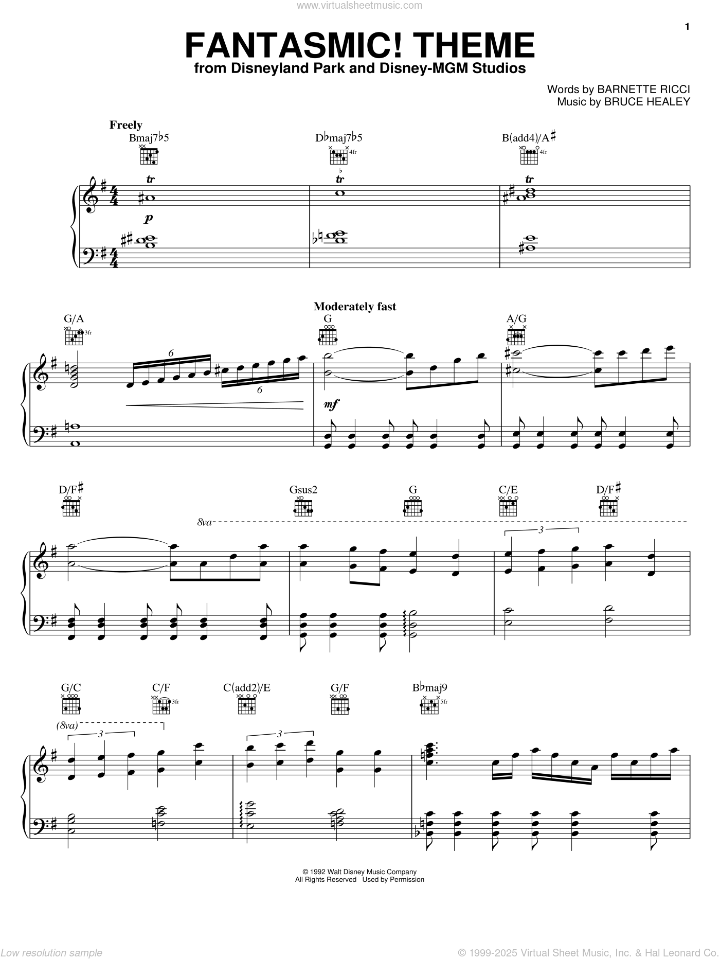 Fantasmic! sheet music for voice, piano or guitar (PDF)