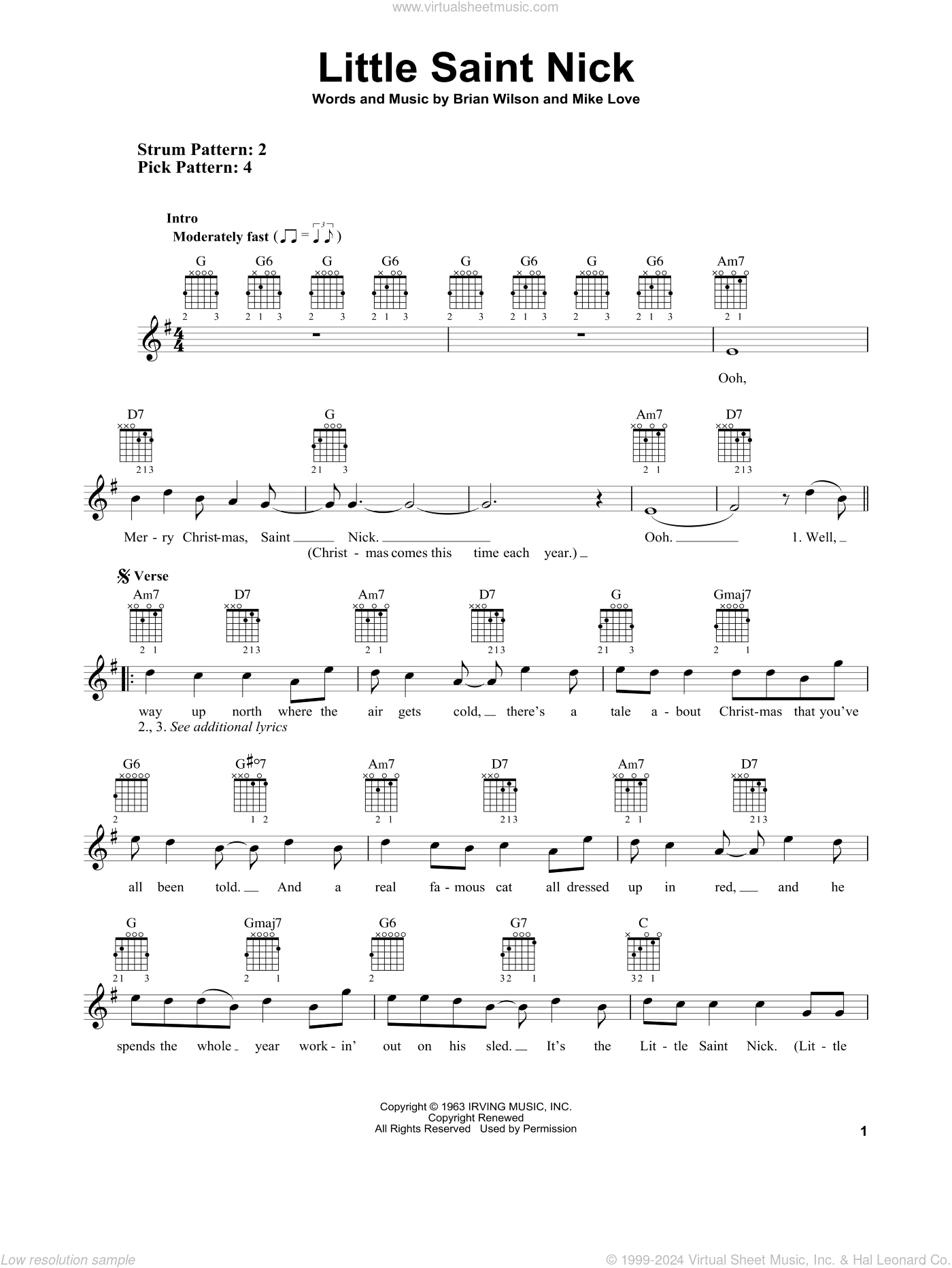 Little Saint Nick sheet music for guitar solo (chords) v2