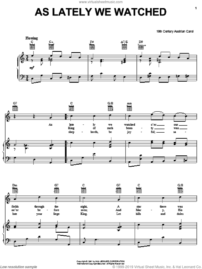 As Lately We Watched sheet music for voice, piano or guitar (PDF)