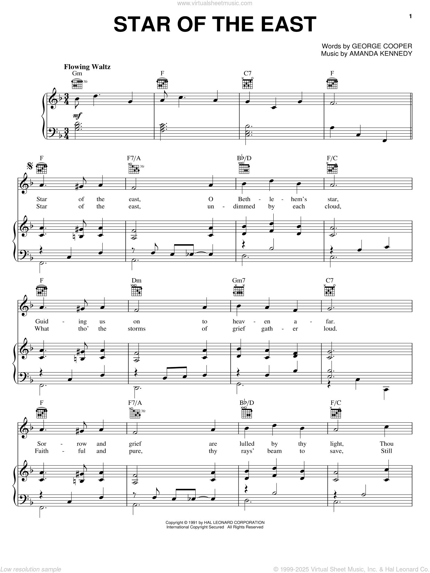 Star Of The East sheet music for voice, piano or guitar (PDF)