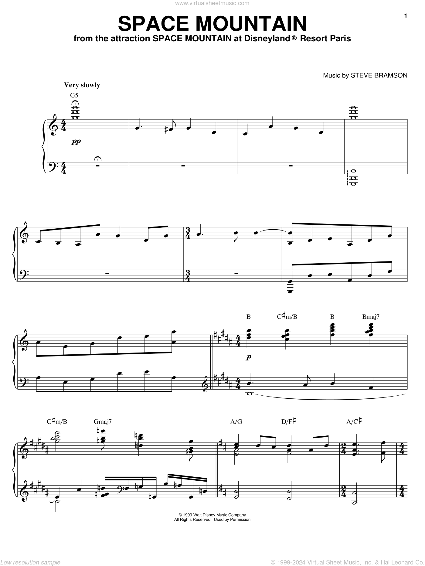 Space Mountain sheet music for piano solo (PDF-interactive)