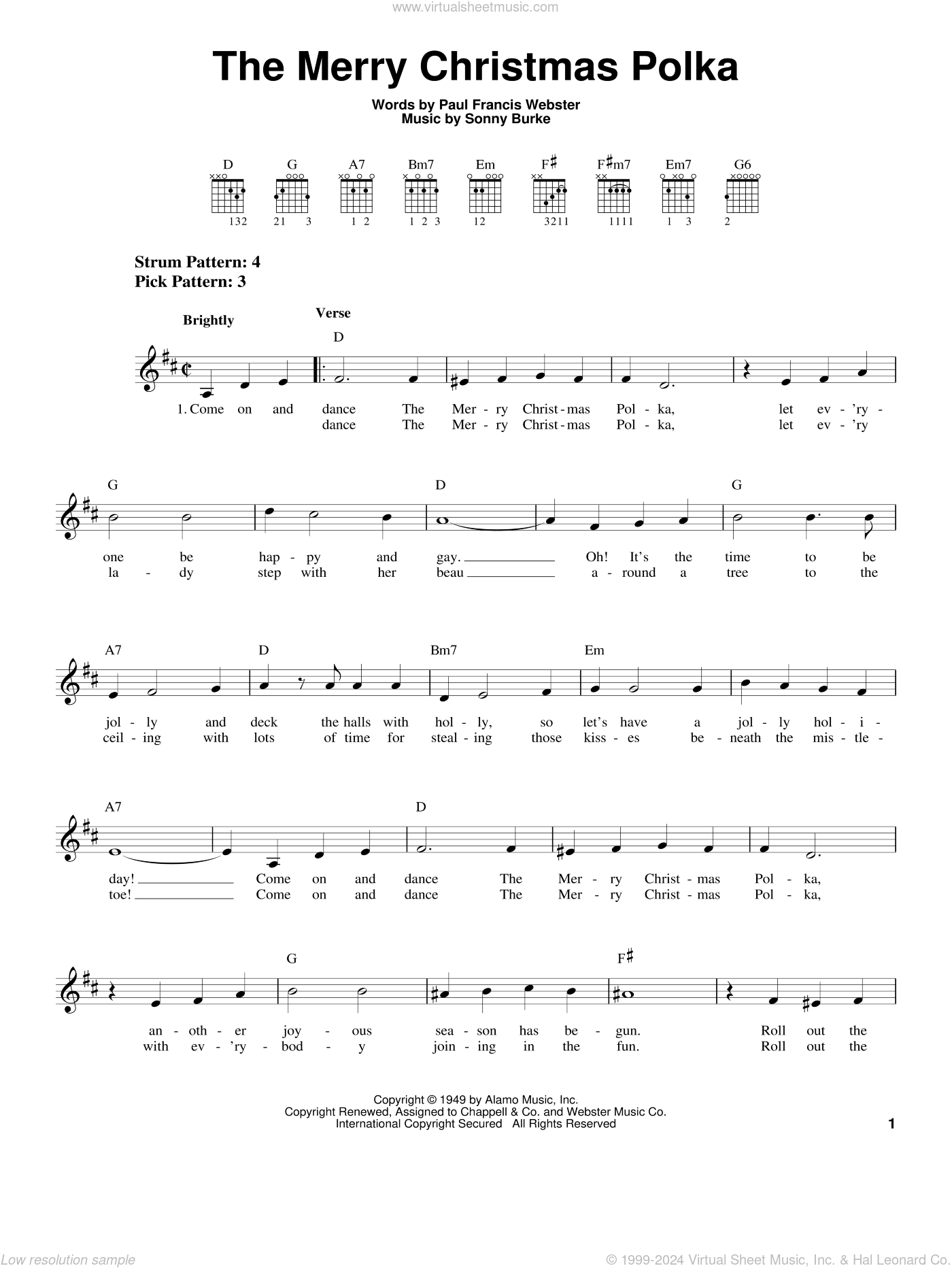 The Merry Christmas Polka sheet music for guitar solo (chords)