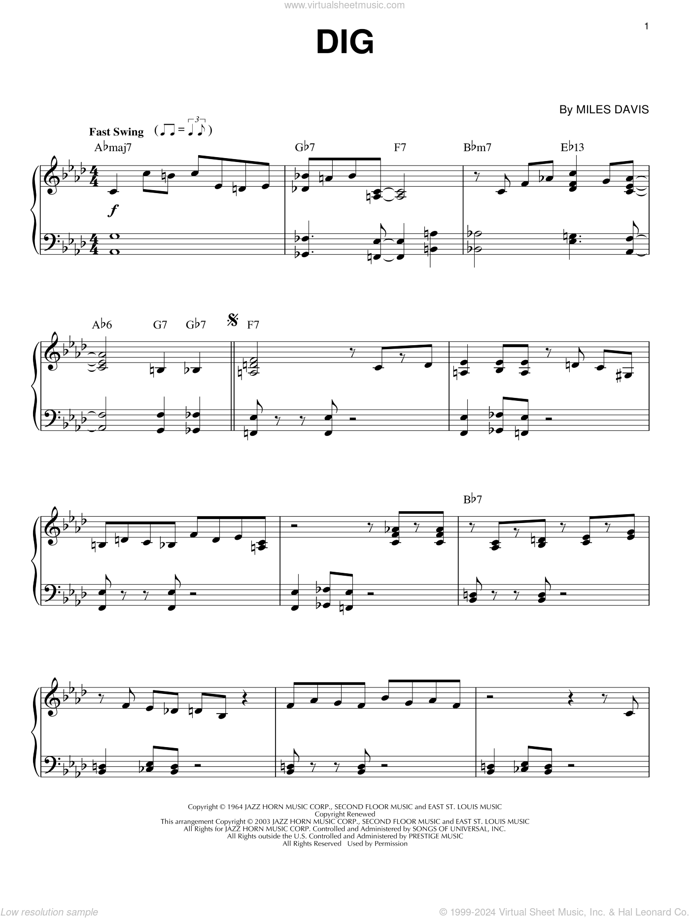 Dig sheet music for piano solo (PDF-interactive)