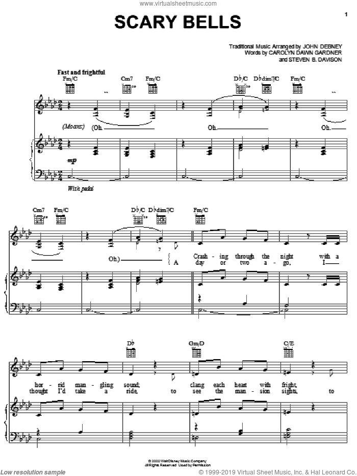 Scary Bells sheet music for voice, piano or guitar (PDF)