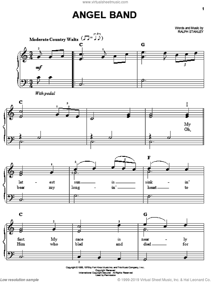 Angel Band sheet music for piano solo (PDF-interactive)