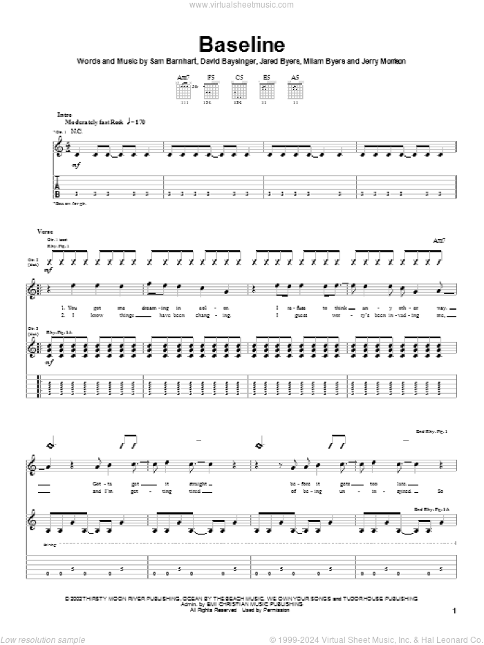 Baseline sheet music for guitar (tablature) (PDF)