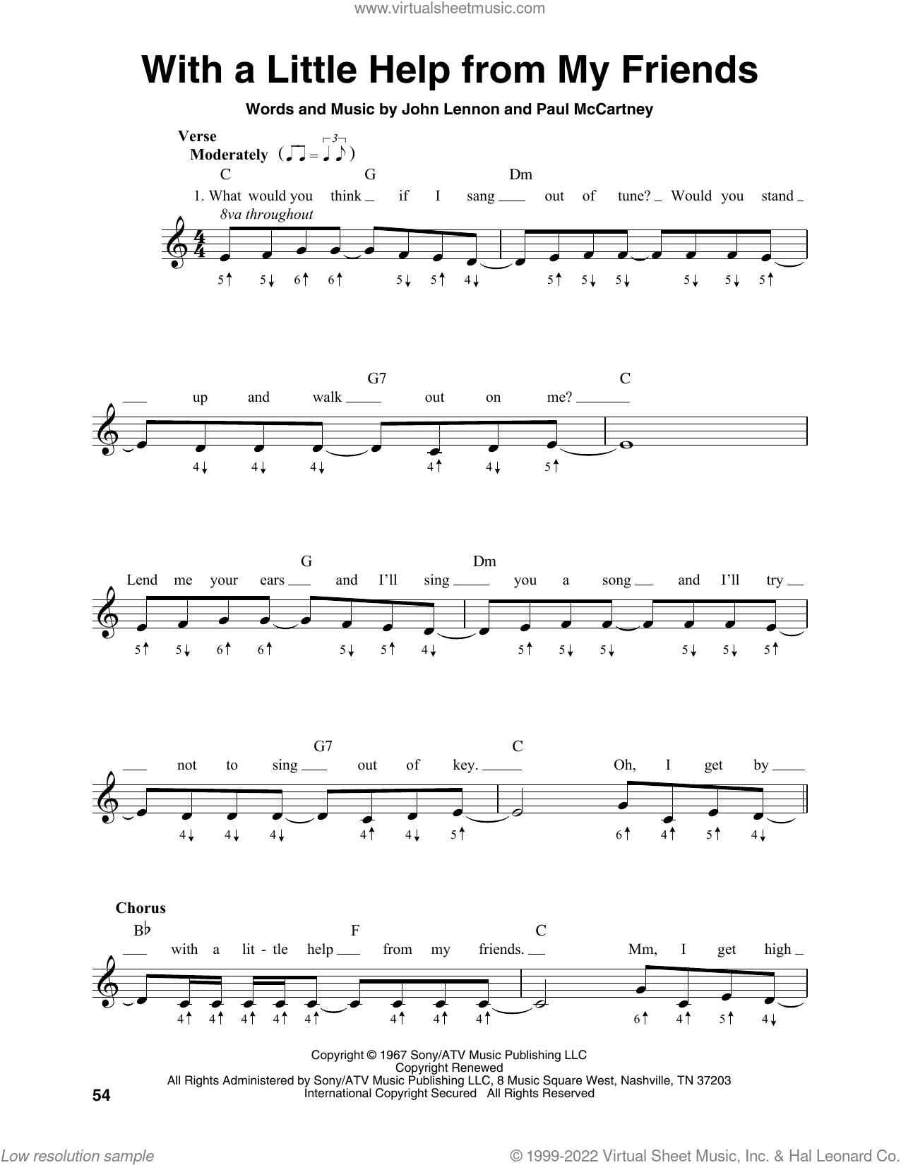 With A Little Help From My Friends sheet music for harmonica solo