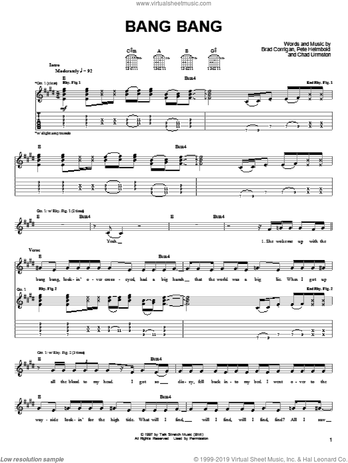 Bang Bang sheet music for guitar (tablature) (PDF)